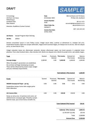 WorkflowMax Progress Claim Invoice Horizontal - Katalyst Cloud & Business Services